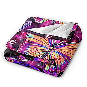Butterfly Blanket Colorful Butterfly Fleece Throw Blanket Super Soft Cozy Warm Plush Blanket Gifts for Kids Women 40"X50"