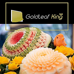 GoldleafKing Fruit Carving Knife Set of 2 | 2, 2.5 Inch Orange Handle | Fruit Carving Tools Carving Knives | Knife - Carving Knives for Fruits and Vegetables - Free 1 Mini Carving Guide Book