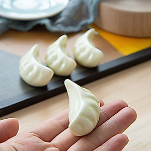 Ceramic Chopstick Holder Rest 12Pcs Ceramic Dumplings Chopsticks Rest Holders, Chopstick Rest Spoon Fork Stand Holder (Dumpling appearance) Porcelain Chopsticks Rest