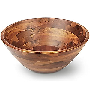 AIDEA Acacia Wood Serving Bowl for Fruits or Salads, 11" Diameter x 4.5" Height, Wooden Single Salad Bowl