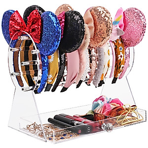 OAOLEER Headband Holder, Clear Jewelry Organizer for Teen Girl Women Gifts, The Perfect Headband Display Organizer (Acrylic with Drawer)
