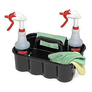 Rubbermaid Commercial Products Deluxe Carry Caddy, Black, Cleaning Storage for Wipes/Spray Bottles/Brushes/Dustpans/Gloves, Pack of 6
