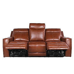 Steve Silver Natalia Recliner Coach Sofas, 82.5" L x 39" W x 42" H, Caramel Leather