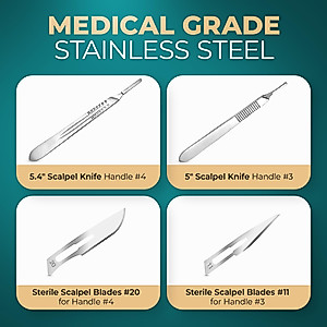 Advanced Dissection Kit Biology Lab Anatomy Dissecting Set with Stainless Steel Scalpel Knife Handle Blades for Medical Students and Veterinary by InstaSkincare