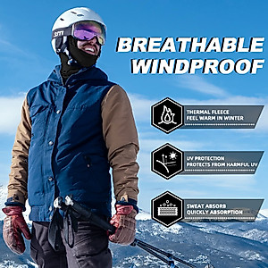 ROCKBROS Windproof Thermal Balaclava Ski Mask for Cycling, Running, Skiing - Men's and Women's