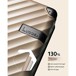 LUGGEX Champagne Carry On Luggage 22x14x9 - Polycarbonate Expandable Hard Shell Suitcase with Spinner Wheels