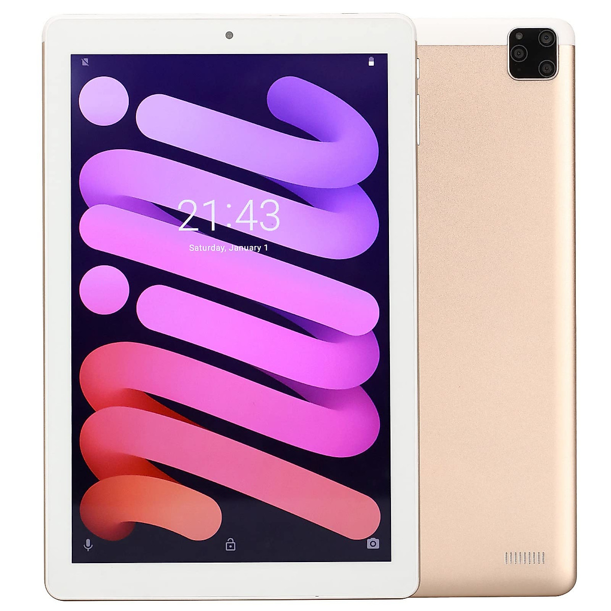 Zyyini 10 Inch Tablet for Android 11, Gold Portable 10 Inch Tablet for Kids,4G RAM 256G ROM,Contains 64G Memory Card,WiFi and 3G Networks,6000mAh Large Capacity Battery,Face Unlocking