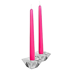 12 Pack Tall Taper Candles - 12 Inch Hot Pink Fuschia Dripless, Unscented Dinner Candle - Paraffin Wax with Cotton Wicks - 10 Hour Burn Time