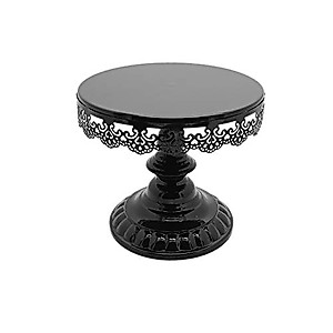 3PCS/Set Baking Paint Cake Stand Round Pedestal Dessert Holder Cupcake Display Rack Birthday Wedding Party Decoration 8 Inch +10 Inch + 12 Inch (Black)