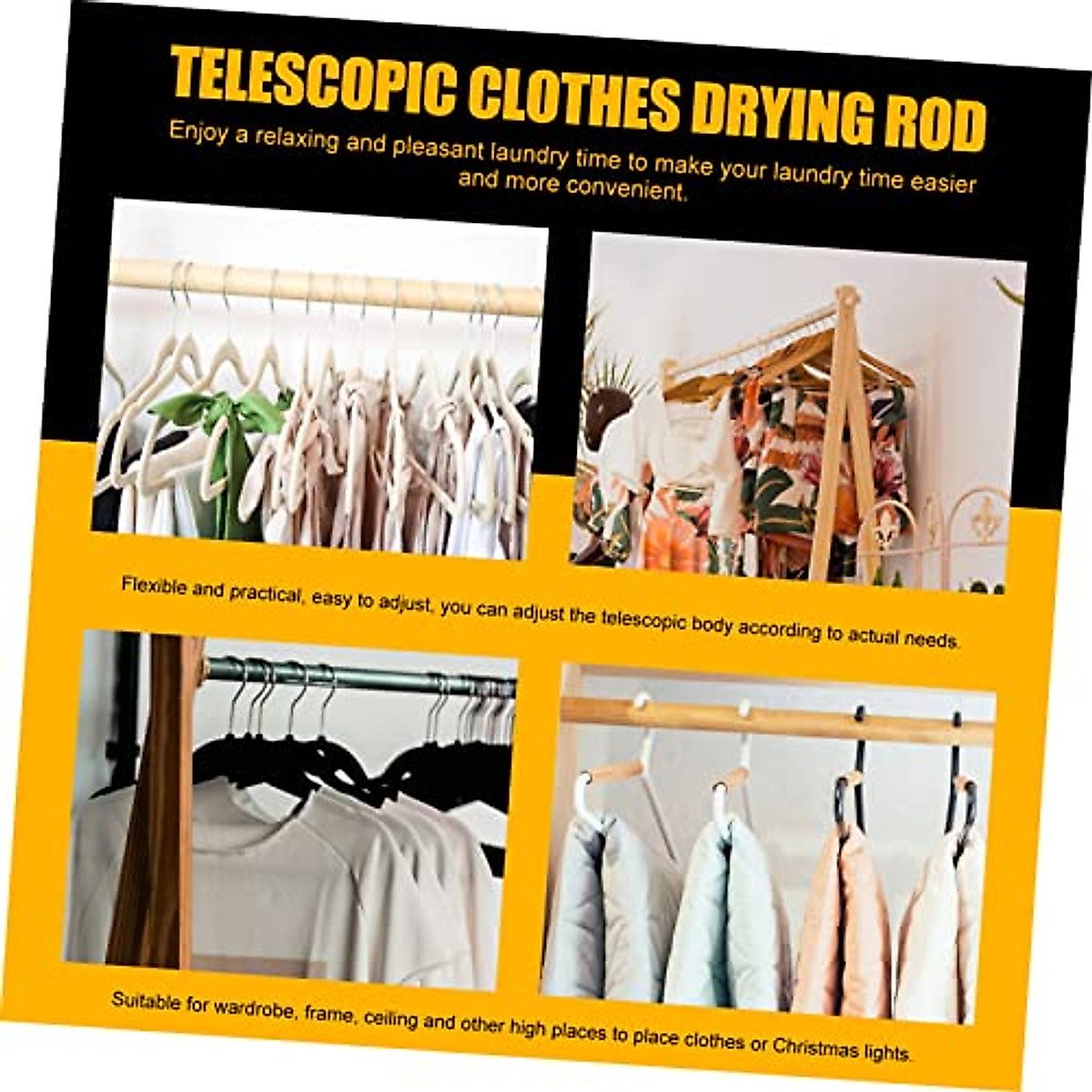 SHOWERORO 1pc Closet Clothes Rail Heavy Duty Shelves Pant Hooks for Closet Adjustable Hitch Metal Clothesline Pole Clothesline Poles for outside Clothesline Poles Outdoor Cloth Hanger Pole