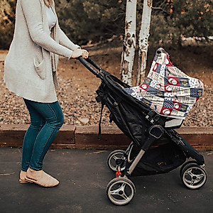 Baby Nursing Covers for Breastfeeding, Baby Car Seat Canopy Covers Scarf for Boys Girls, Baseball Sport Canopy, Stretchy Soft Breathable Poncho Infant Stroller Cover, Red Navy Blue