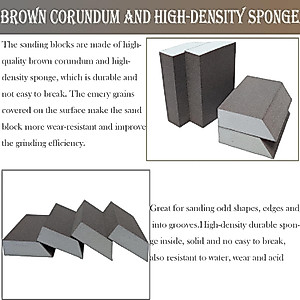 4 Pack 220 Grit Single Angle Sponge Sanding Block, Washable and Reusable Sanderpaper Hand Sanding Sponge for Wood Drywall Metal Home Sanding