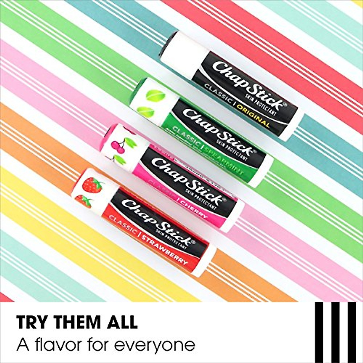 ChapStick Classic (1 Box of 12 Sticks, 12 Total Sticks, Strawberry Flavor) Skin Protectant Flavored Lip Balm Tube, 0.15 Ounce Each