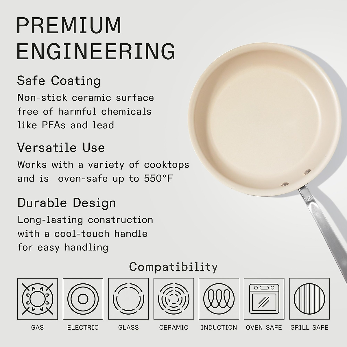 Made In Cookware - 10" Nonstick Ceramic Frying Pan - 5 Ply Stainless Clad - Professional Cookware - Crafted in USA - Induction Compatible