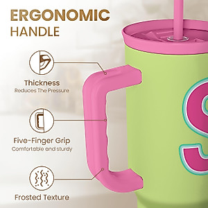 SANDJEST Stainless Steel Slider Tumbler With Handle 40oz & Jewelry Case with Initial S