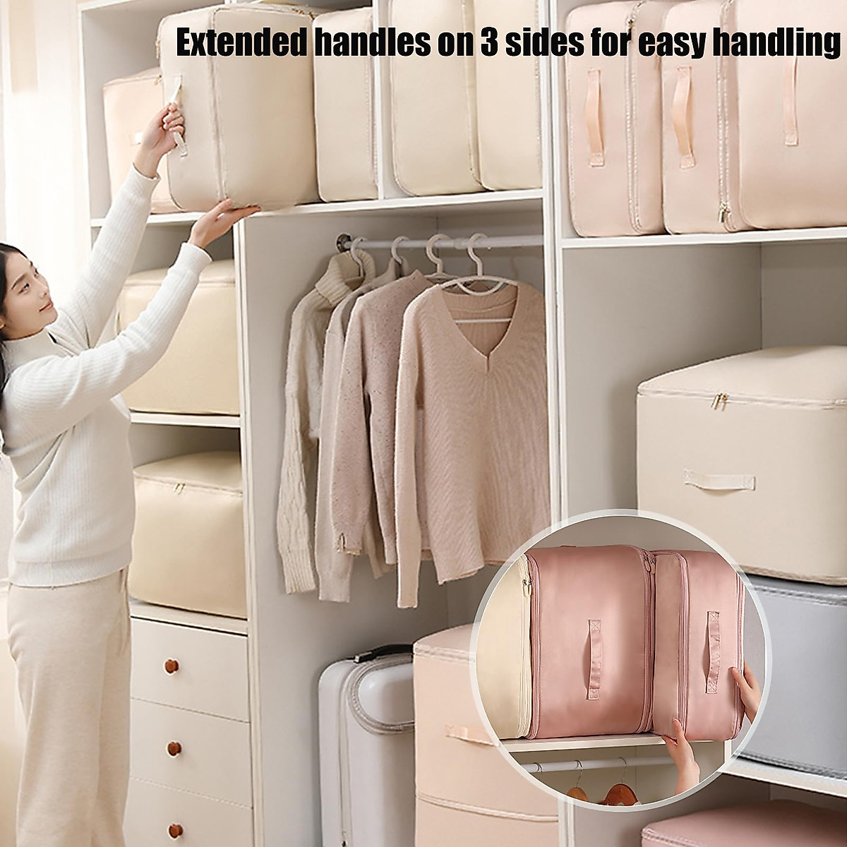 Space Saving Self Compression Organizer, 2024 New Ultra Space Saving Self Compression Organizer, Heavy Duty Moving Bags, Storage Tote for Space Saving (Gray, X-Large)