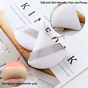 Triangle Powder Puff, 6+1 Pieces Makeup Powder Puffs and Kabuki Foundation Brush, Soft Velour Powder Puffs for Face and Body Foundation Sponge, Setting Powder Puff Wet Dry Makeup Tool