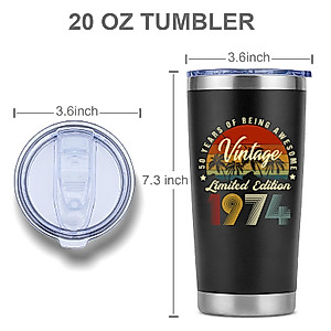 AYERMOYO 50th Birthday Gifts for Him, 50 Year Old Gifts for Men,Mens 50th Birthday Gift Ideas,Funny 50th Birthday Gifts for Men,1974 Birthday Gifts for Men.Dad,Friend,Husband-20 Oz Tumbler（1974）