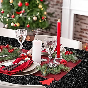 3 Pcs Black Sequin Glitter Tablecloth 54 x 108 Inch Sparkly Shimmer Shiny Waterproof Rectangle Table Cover for Wedding Birthday Graduation Decorations