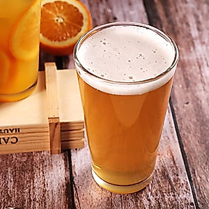 CUCUMI 8pcs 16oz Beer Pint Glasses, Drinking Glasses Set of 8 Highball Glasses Water Cups for Cold Beverages