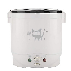 Mini Rice Cooker, Portable Travel Steamer Small Multi Cooker Rice Maker for Grains Non stick Pot Auto Keep Warm for Cooking Oatmeal Soup Rice Stews (White)