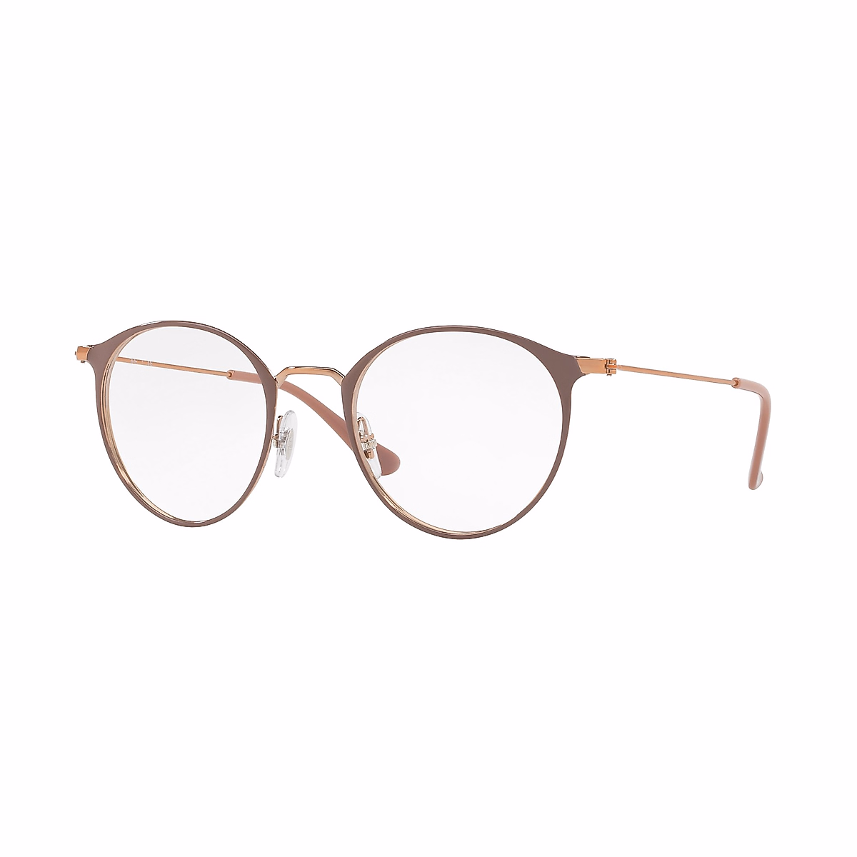 Ray-Ban RX6378 Round Prescription Eyeglass Frames, Light Brown On Copper/Demo Lens, 49 mm