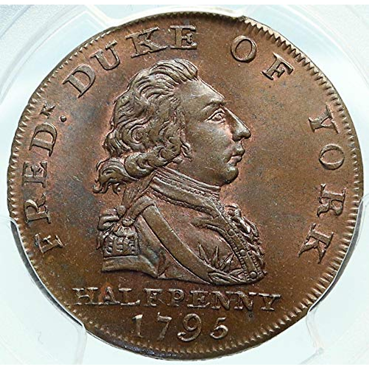 1795 unknown 1795 ENGLAND UK Middlesex Duke of York MAN-O-WAR Denomination_in_description MS 66 RB PCGS
