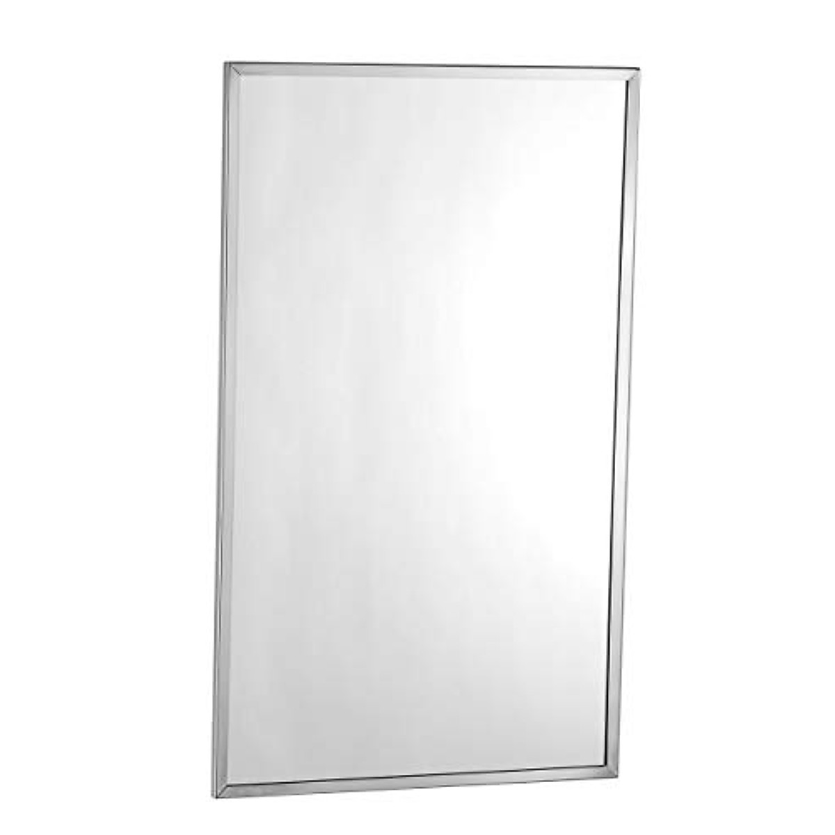 Bobrick 165 Series 430 Stainless Steel Channel Frame Glass Mirror, Bright Finish, 24" Width x 36" Height