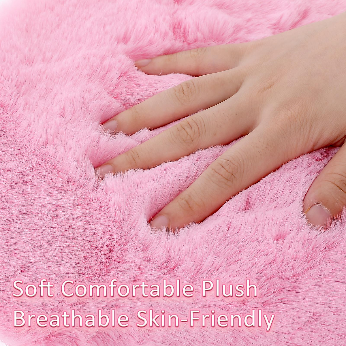 10 Inches Faux Fur Plush Cushion Fluffy Small Area Rug, Mini Square Faux Fur Rug, Small Rugs Fluffy Faux Fur, Pink Small Luxury Background for Jewelry, Nail Art, Photos, Product Display(Pink)