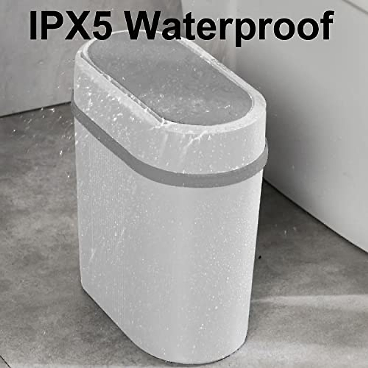 LALASTAR Automatic Trash Can, Small Bathroom Trash Can with Lid, Slim Touchless Garbage Can, Narrow Motion Sensor Trashcan, Smart Plastic Trash Bin for Bathroom, Bedroom, Kitchen, White, 2 Gallon