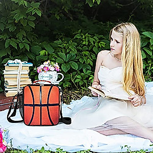 Basketball Lunch Boxes Bag for Kids, Lunch Box for Boys and Girls, Waterproof Insulated Lunch Bag Cooler Tote for School with Detachable Shoulder Strap