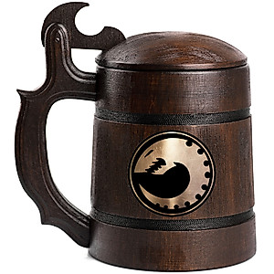Tyranids Beer Stein, Personalized 40K Wooden Beer Mug, Wooden Tankard