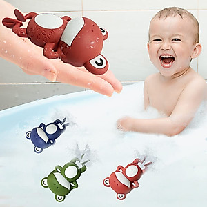 ArtCreativity Wind Up Bath Frogs for Kids, Set of 3, Swimming Frog Toys in Assorted Colors, Frog Bathtub Toys for Kids That Swim in Water, Great as Swimming Pool Toys and Birthday Party Favors