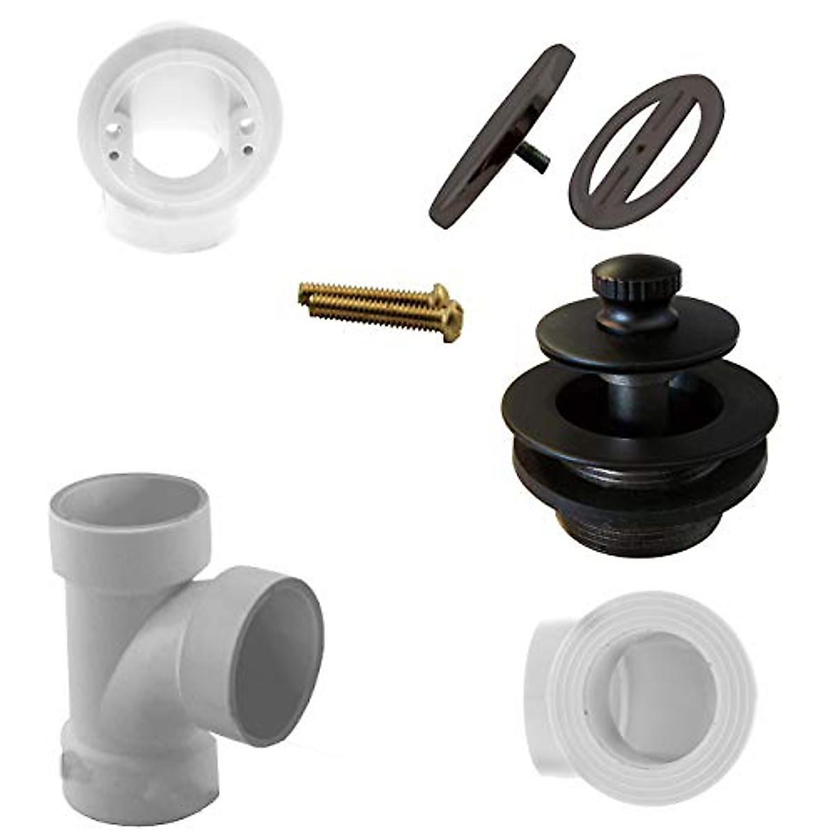 Westbrass Illusionary Overflow, Sch. 40 PVC Plumbers Pack with Lift and Turn Bath Drain, Oil Rubbed Bronze, D594PHRK-12