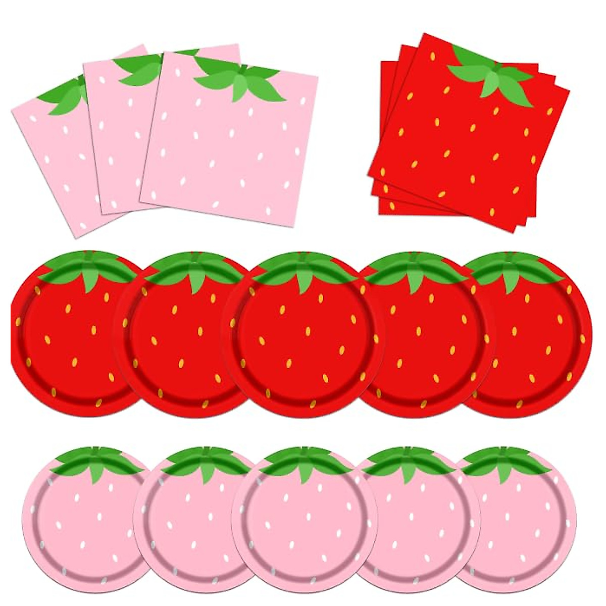 Dydamud Strawberry Party Tableware Set, Strawberry Plates Napkins, Summer Fruit Party Decoration for Kids, Baby Shower Strawberry First Birthday Party Supplies