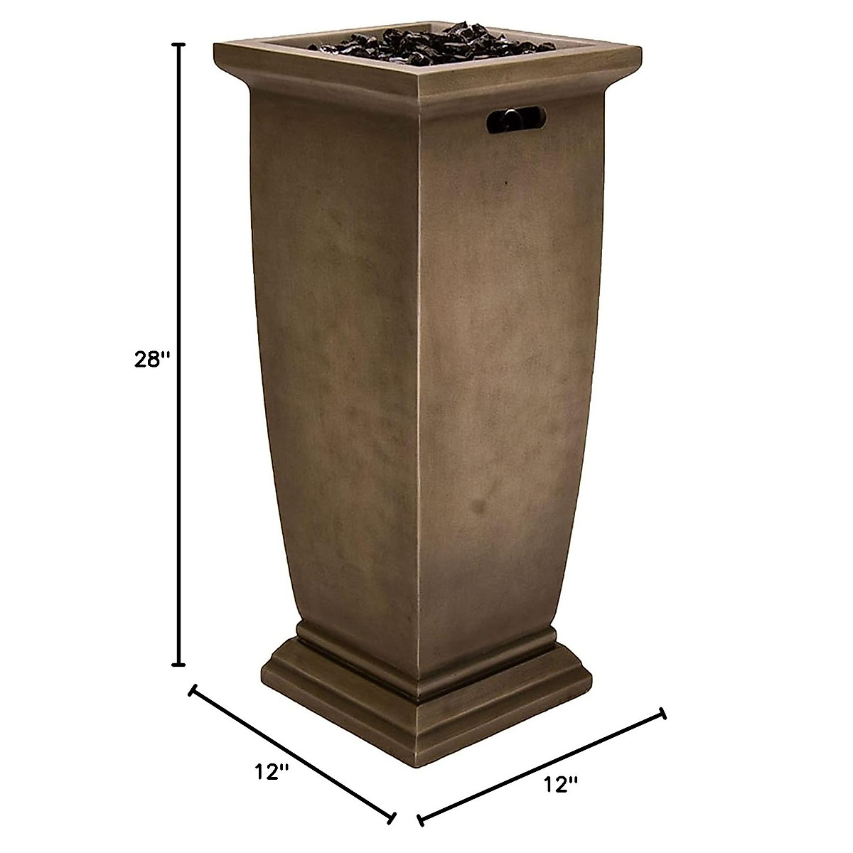 Endless Summer 28 Inch 10,000 BTU LP Gas Outdoor Concrete Style Fire Column Patio Heater with Integrated Ignition and Black Fire Glass, Brown