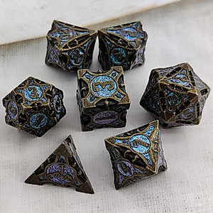 GIUADKXD Metal DND/ D&D Dungeons and Dragons Dice Set Trpg Board Game Polyhedron MTG Dice Set D20 Dice Game Accessories（Rolling Blue）