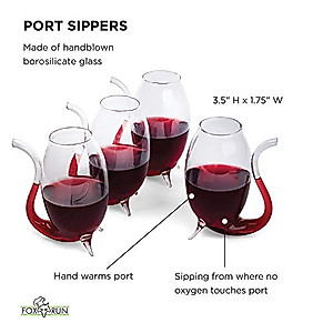 Fox Run Hand Blown Glass Port Sippers, Set of 4, 2.75 Ounces, Clear