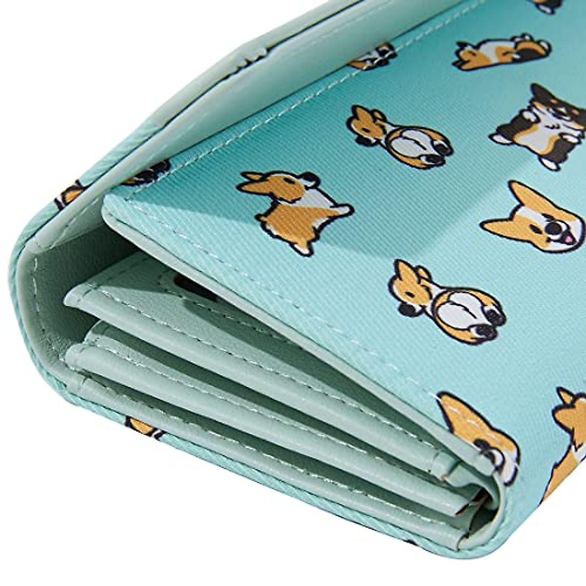 BAYSTORY Corgi Women Big Spender Clutch Travel Organizer Large Travel Purse Perfect Carry-All Money Manager Tri-fold Wallet (green)