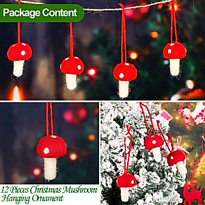 Felt Mushroom Christmas Mushroom Decorations Xmas Hanging Ornament Christmas Tree Ornament Decorations for Wedding Holiday(12 Pieces)