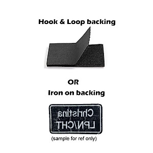 Custom Embroidery Name Patches 3.5W x 2H, 2PCS Personalized Military Number Tag, Velcro or Iron On Tactical Badges For Clothing Backpacks Vest (Black)