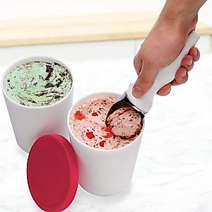 Tovolo Stackable Sweet Treat Ice Cream Tub with Tight-Fitting Silicone Lid Freezer Storage Container for Sorbet & Gelato, BPA-Free & Dishwasher-Safe, 1-Quart, Cayenne
