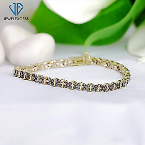 JEWELEXCESS Diamond Clover Bracelets for Women – 2.00 Carat Black Diamond 14K Gold over Silver Bracelet –Diamond Clover Bracelet Silver – Clover Bracelets for Women 14K Gold over Silver Bracelets