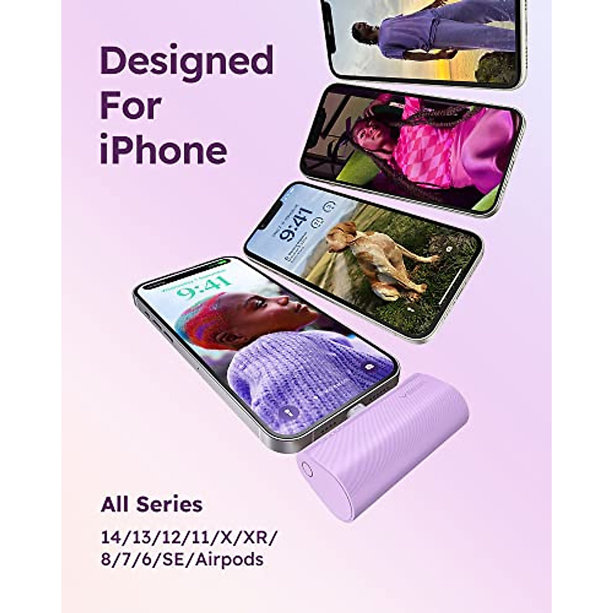 VEGER Mini Portable Charger for iPhone, 5000mAh 20W PD Fast Charging Battery Pack, Cordless Portable External Backup Charger Compatibel with iPhone 14, 13, 12, Airpods