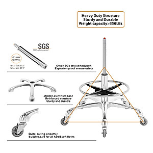 Nazalus Rolling Swivel Drafting Chair Adjustable Heavy Duty (400lbs) Lumbar Support Task Chair for Home Desk Studio Design Lab(Triangular Back)