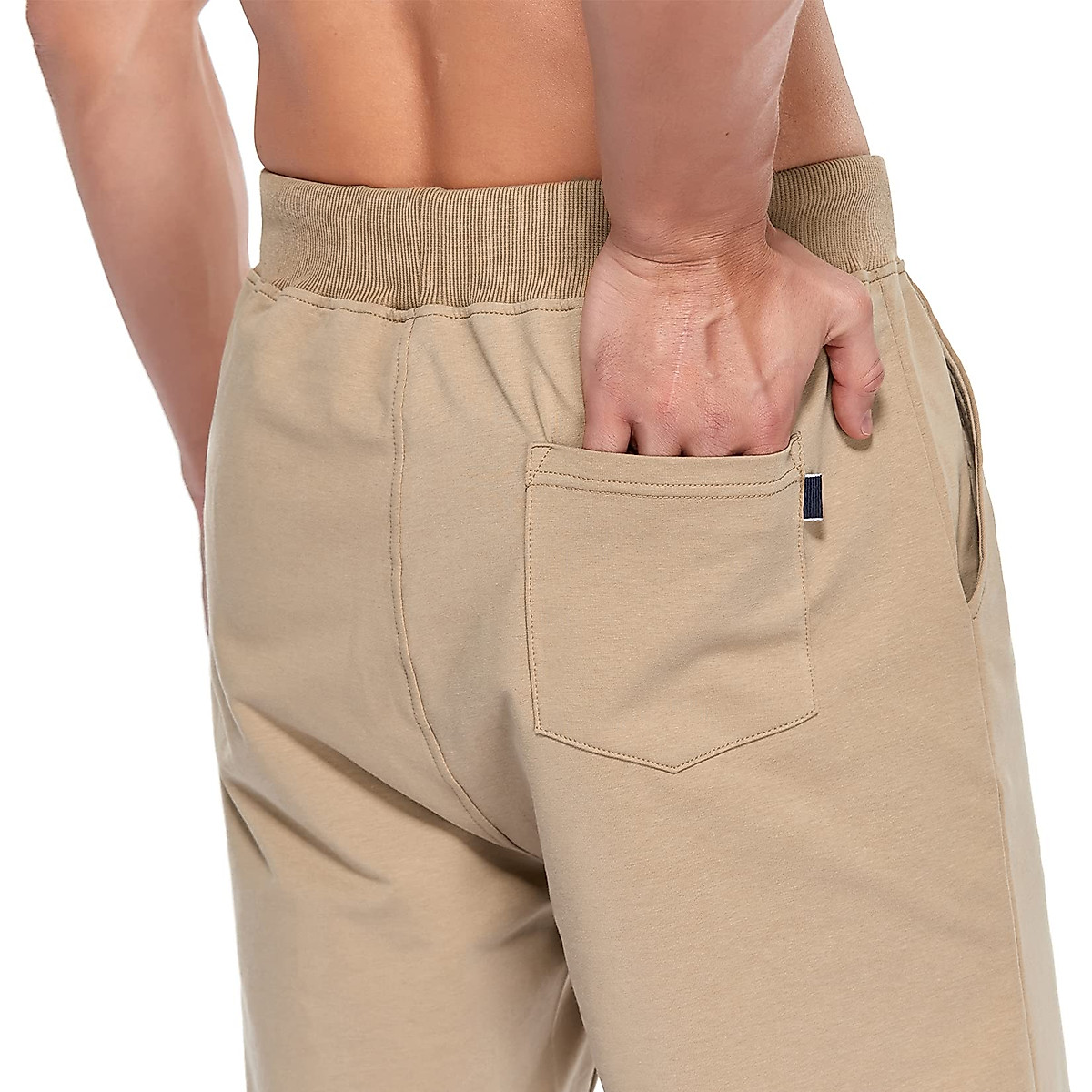 Immerguter Mens Shorts Adjustable Elastic Waist Casual Workout Shorts with Pockets,42,HC-ZZ-Khaki