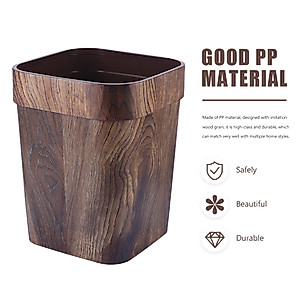 NOLITOY Retro Trash Can Waste Bin Wood Grain Rubbish Bin Trash Can Bathroom Imitation Wood Grain Trash Can Dustbin Bucket Bathroom Trash Can Trash Cans for Kitchen Bedroom Trash Can