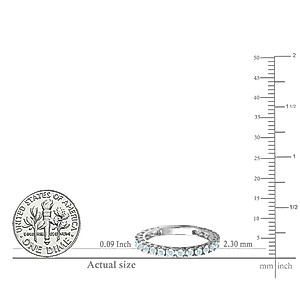 Dazzlingrock Collection Round Aquamarine Eternity Stackable Wedding Band for Women in 14K White Gold Size 6.5