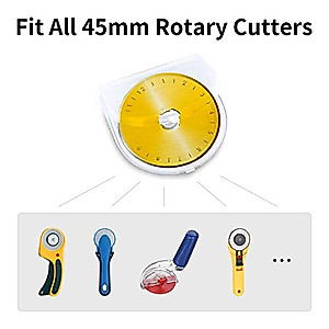 Titanium Rotary Cutter Blades 45mm 10 Pack Spare Replacement Blades with Improved Sharpness, Ideal for Quilting Scrapbooking Sewing Arts Crafts