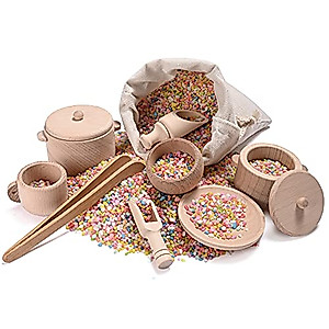 MONT PLEASANT Sensory Bin Toys for Toddlers Montessori Toys, Waldorf Toys, Pretend Play Dish and Tongs- Fine Motor Learning Toys for Sensory Table Activities